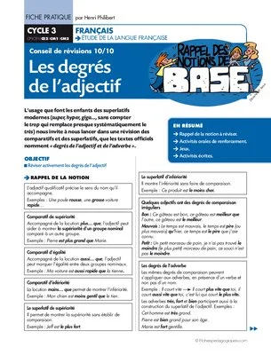 Conseil de révisions (10) Les degrès de l'adjectif