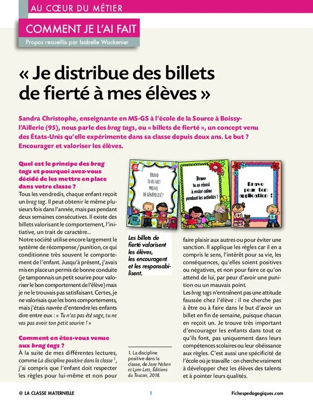 « Je distribue des billets de fierté à mes élèves