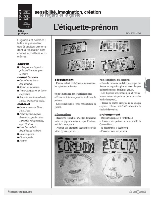 L'étiquette-prénom