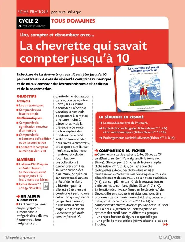 Lire, compter et dénombrer avec... La chevrette qui savait compter ...