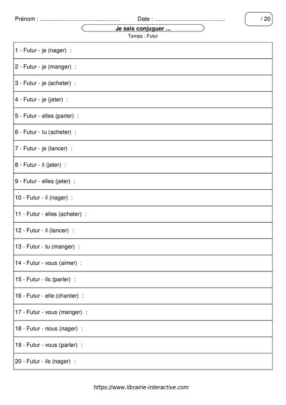 Conjugaison futur groupe 1